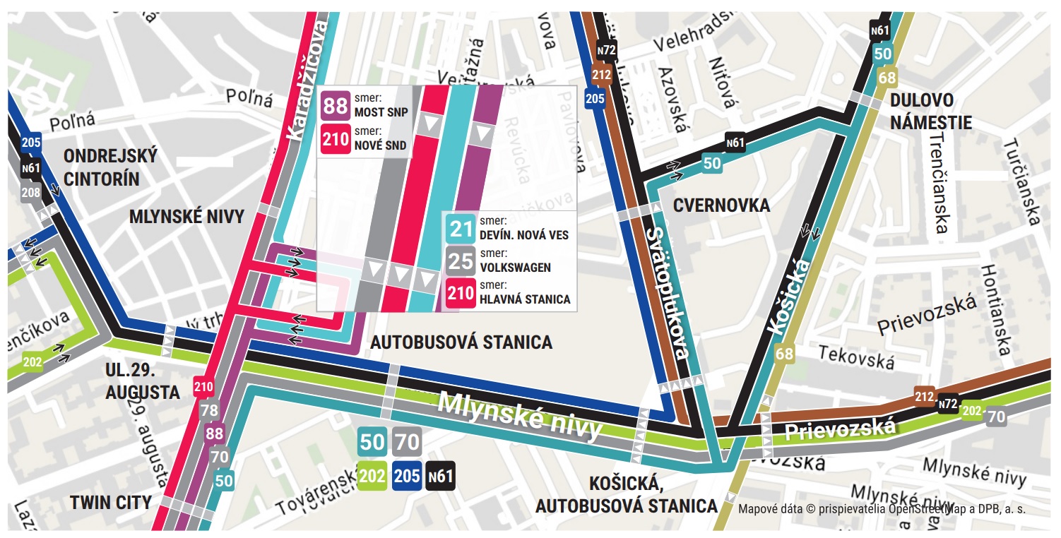 Dopravný podnik Bratislava | Zmeny po otvorení Mlynských nív
